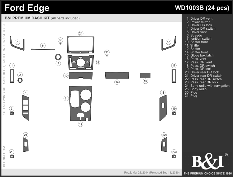 Ford Edge Dash kits